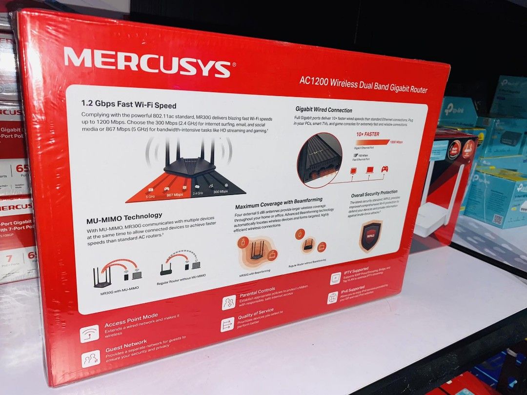 Mercusys MR30G AC1200 Wireless Dual Band Gigabit Router, Computers ...