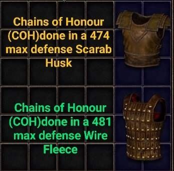 (Non-Ladder) COH (Chains of Honor) done in a max defense armors for $5 ...