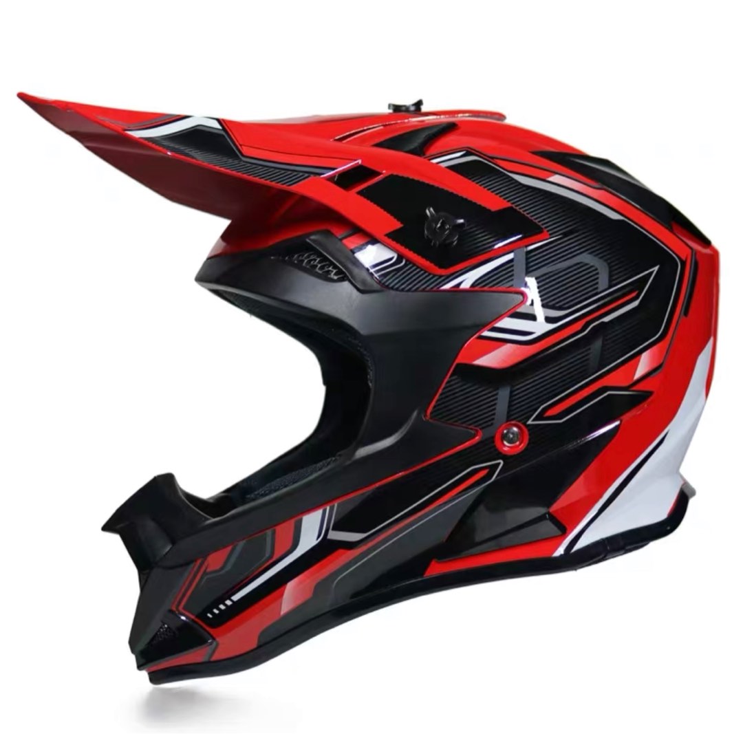 Red Black White Full Face Motorcycle Helmet Scrambler Motorcross ...