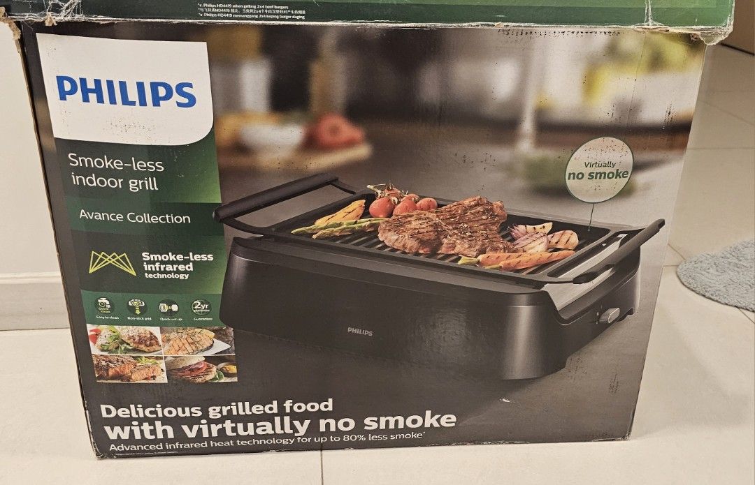 Philips smokeless grill HD6370, TV & Home Appliances, Kitchen ...