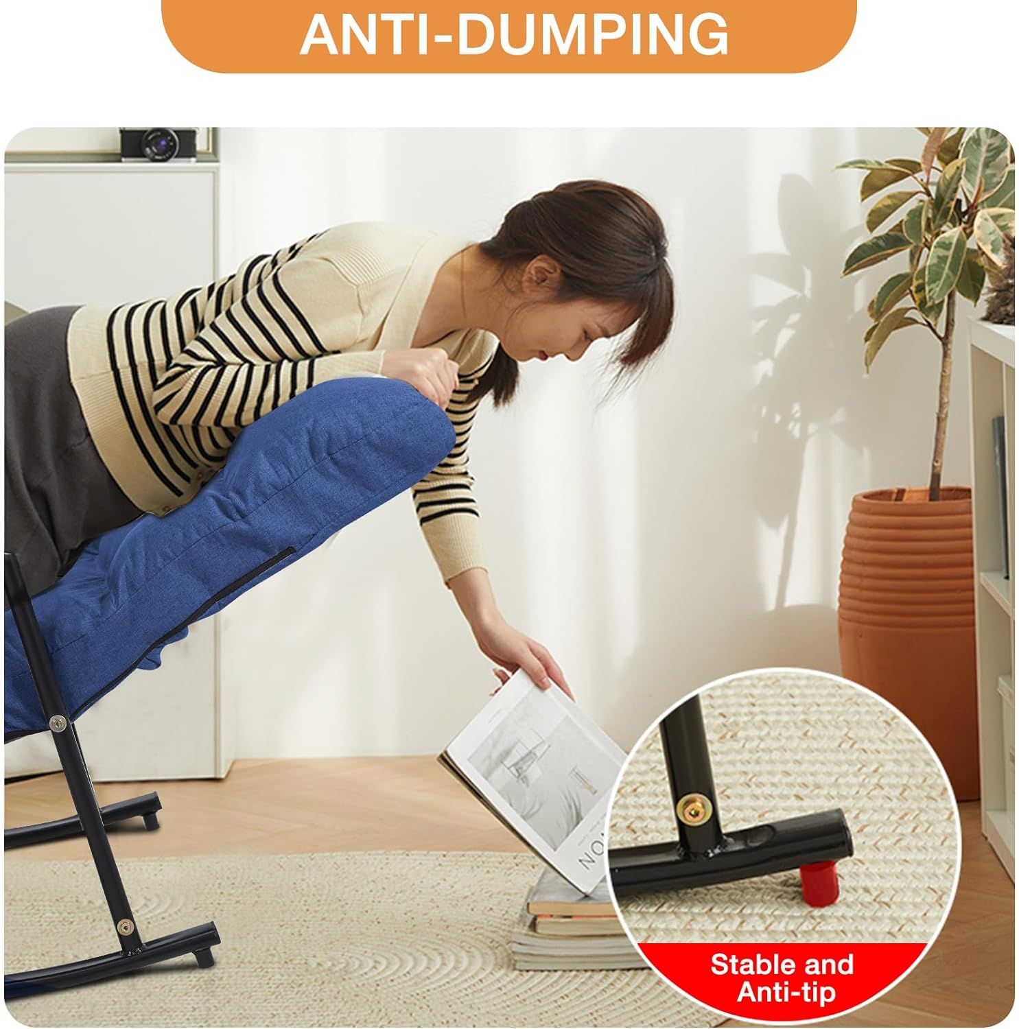 PINIQUE Rocking Chair Nursery Adjustable 5-Position Backrest&Footrest ...