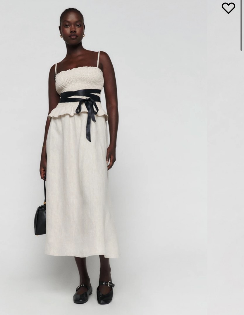 Reformation Linen Dress with Ribbon/Bow, Women's Fashion, Dresses ...