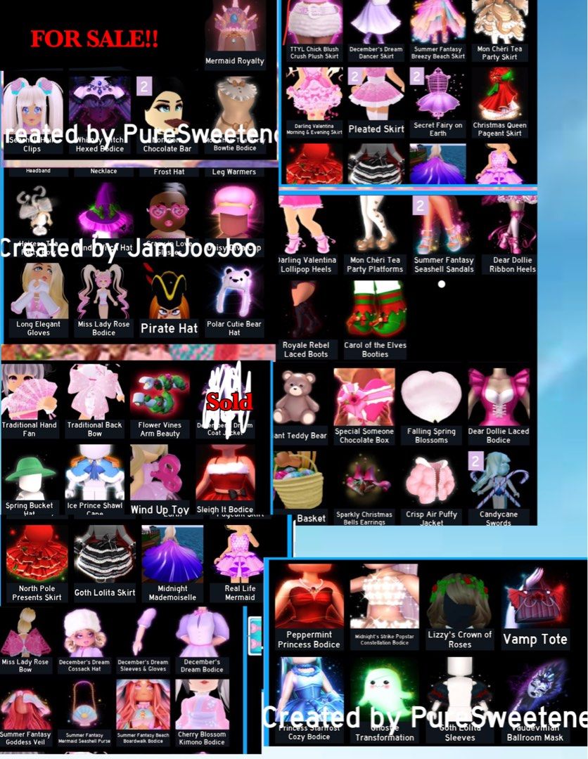 Roblox Royale high low value items with prices, Video Gaming, Gaming ...