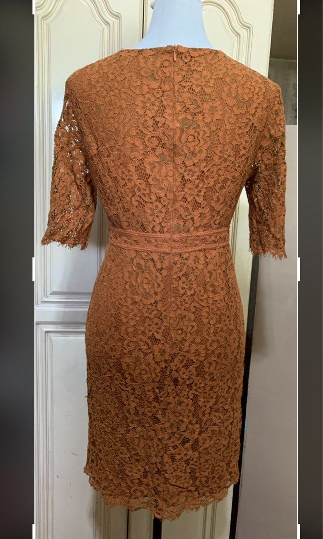 Rust Brown Lace Dress, Women's Fashion, Dresses & Sets, Dresses on ...