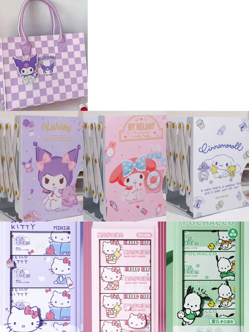 Sanrio character wet tissue bag book divider kuromi melody pochacco ...