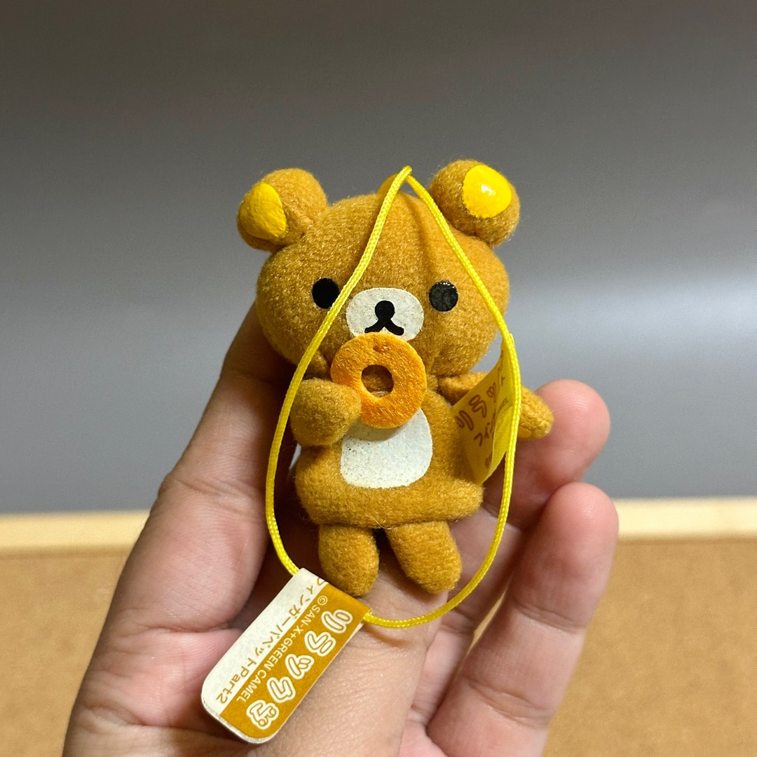 San-X Rillakkuma with Donut Mini Charm Plush Strap/Finger Puppet 5cm ...