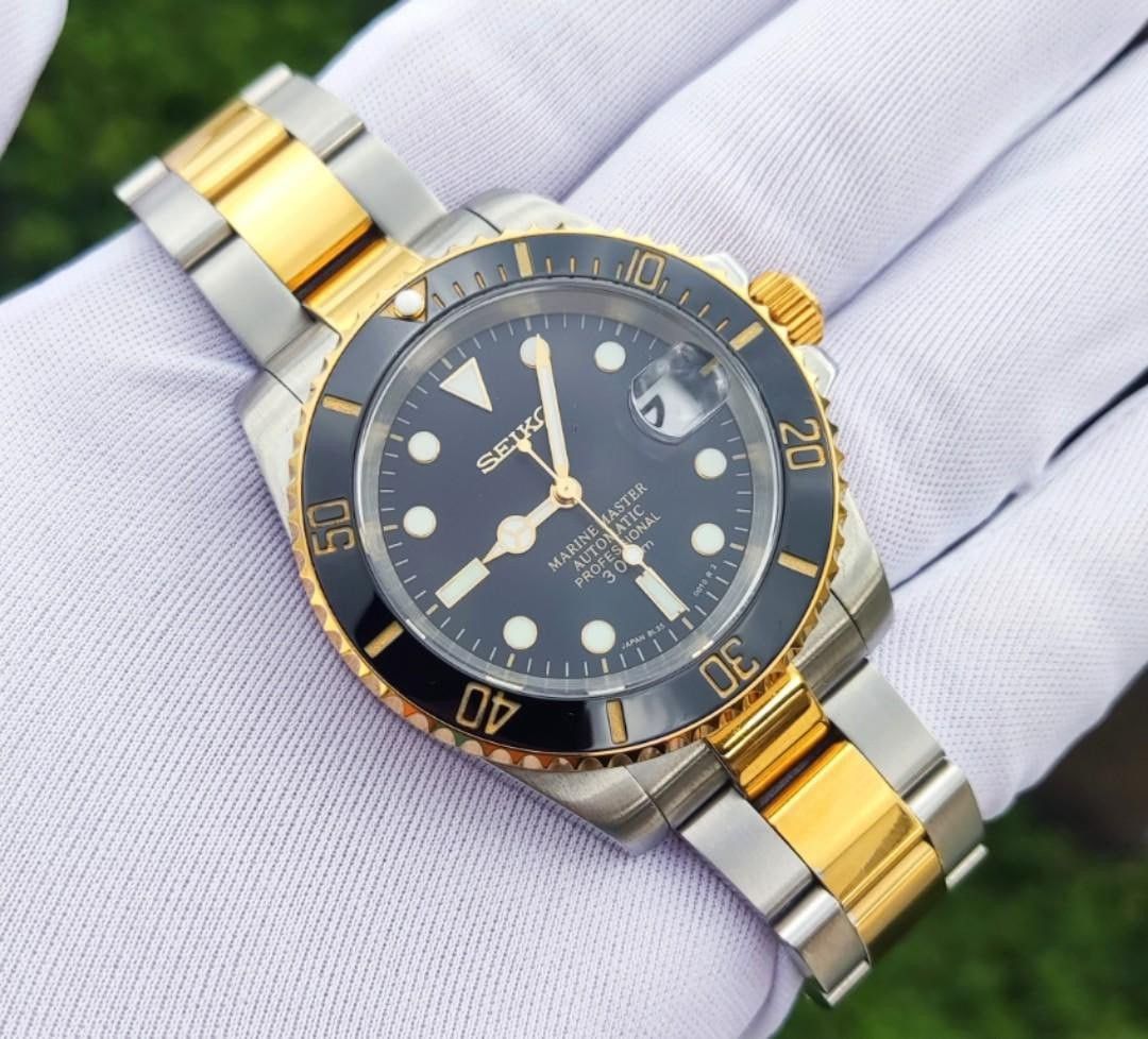 Seiko Mod Two tone submariner, Men's Fashion, Watches & Accessories ...