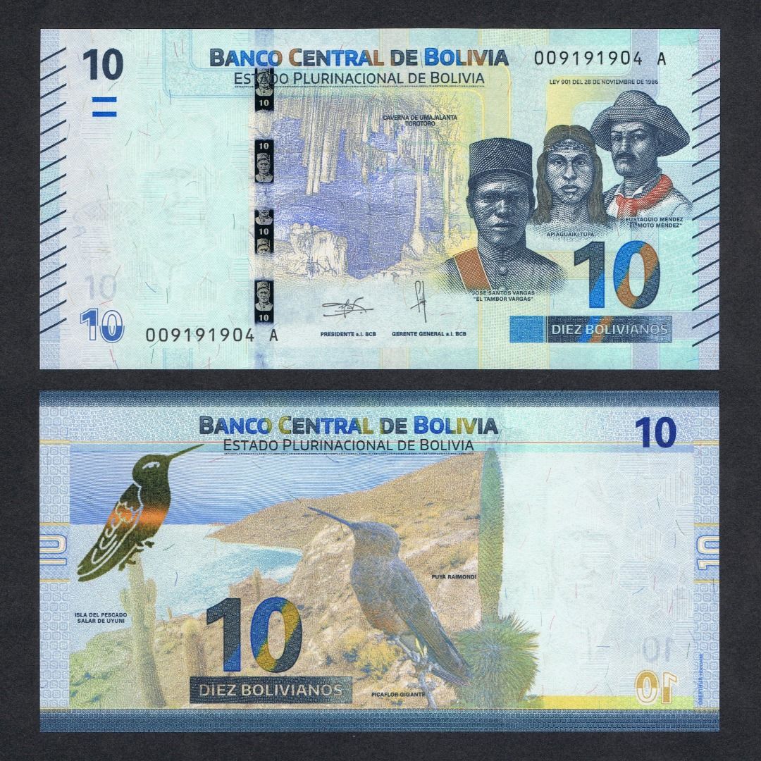SET 2018/2019 BOLIVIA 10, 20, 50, 100 & 200 BOLIVIANOS P-248 249 250 251 252 UNC > COLORFUL SET ...