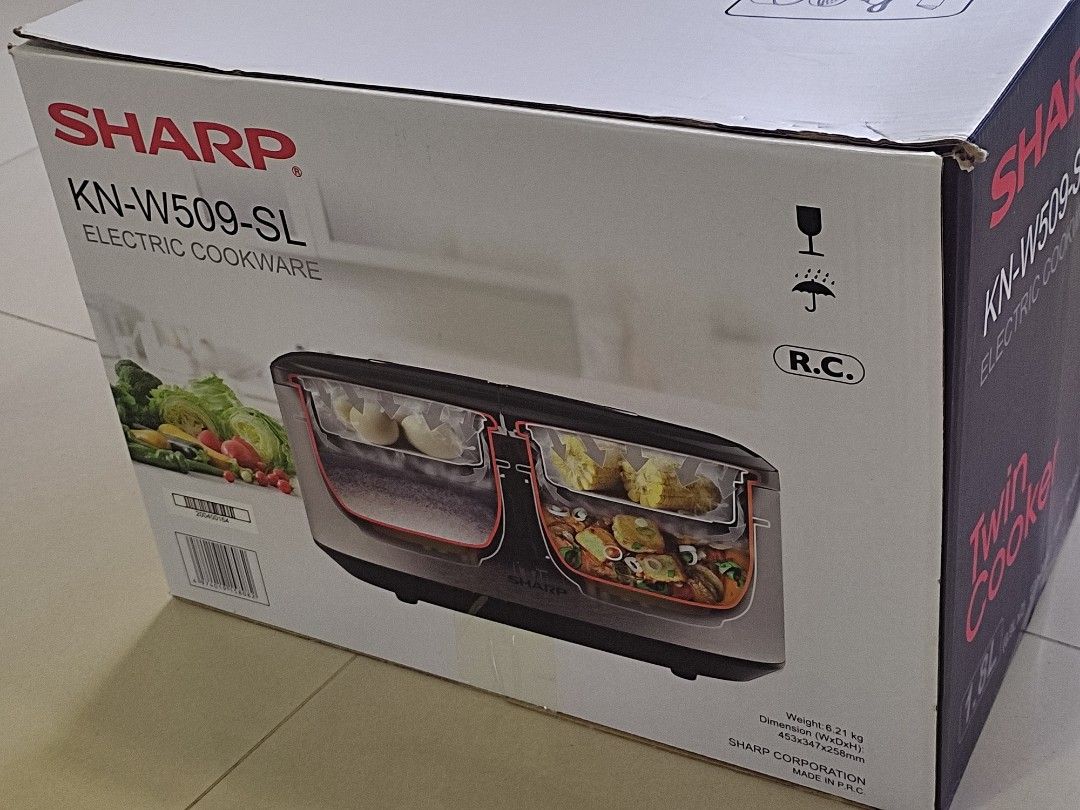 SHARP Twin Cooker (0.9L x 2) KN-W509-SL, TV & Home Appliances, Kitchen ...