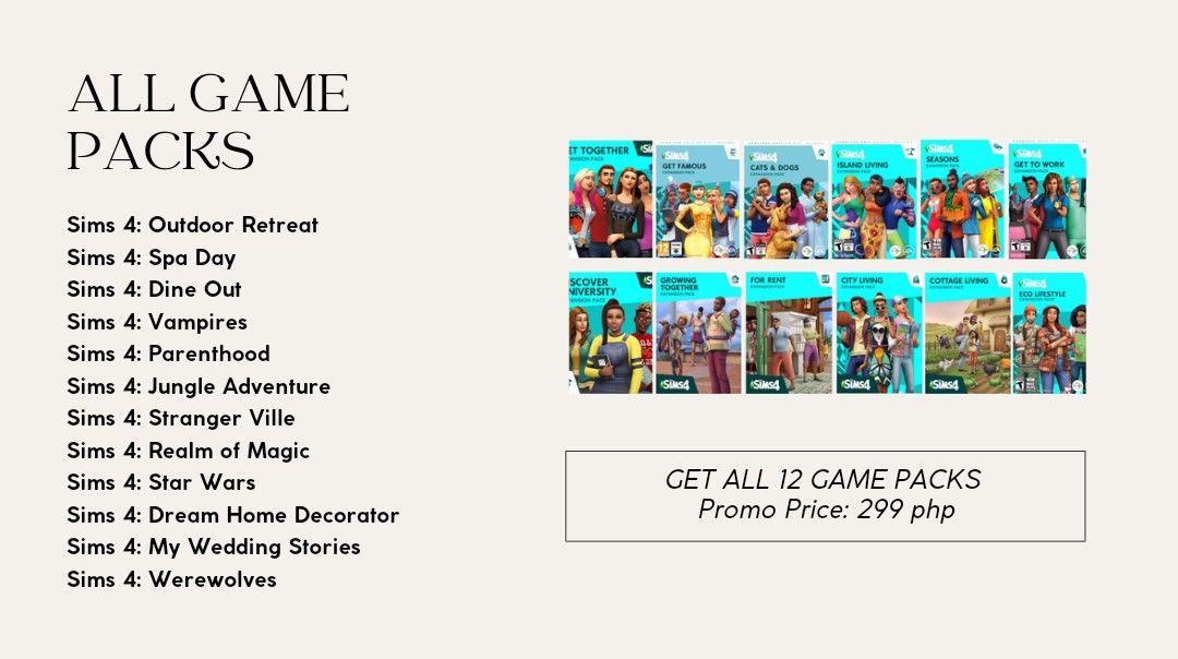 Sims 4 Complete Edition| ALL PACKS Available, Video Gaming, Video Games ...