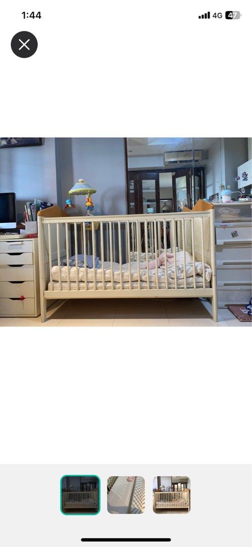 Mamas & Papas Solid wood baby cot with adjustable level height, Babies ...