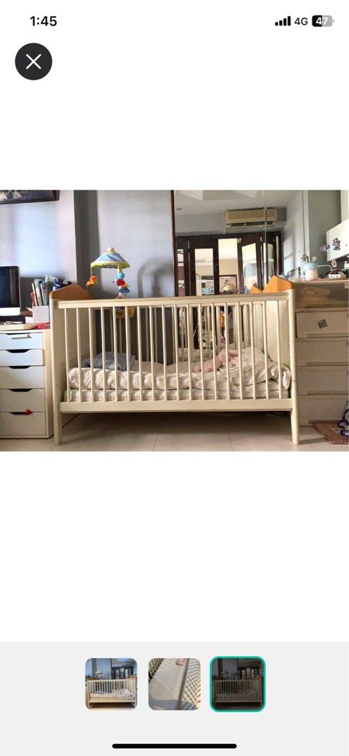 Mamas & Papas Solid wood baby cot with adjustable level height, Babies ...