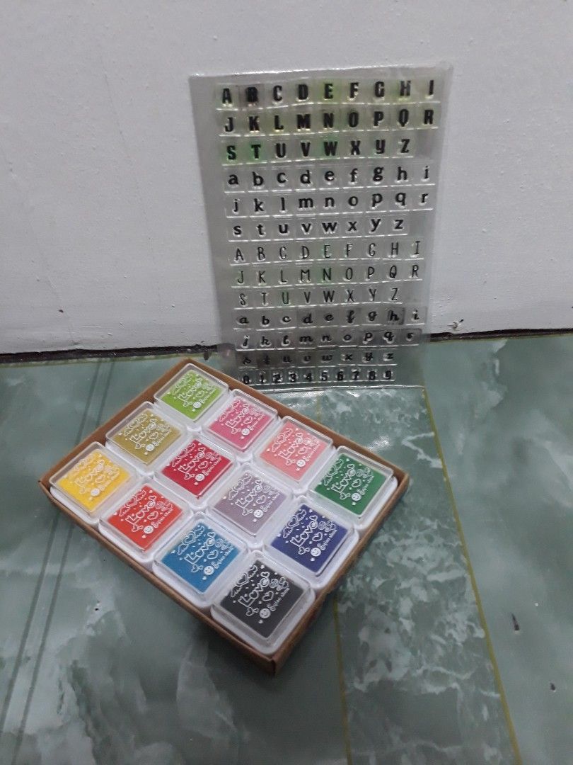 Stamp Alphabet Transparent & 12 in 1 Colorful Stamp Pad, Hobbies & Toys ...