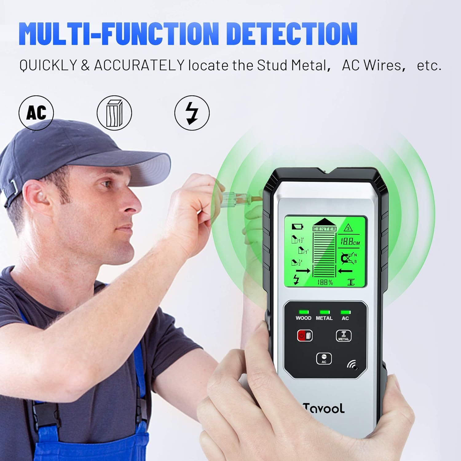 Stud Finder Wall Scanner Detector - Upgraded 6 in 1 Electronic Sensor ...