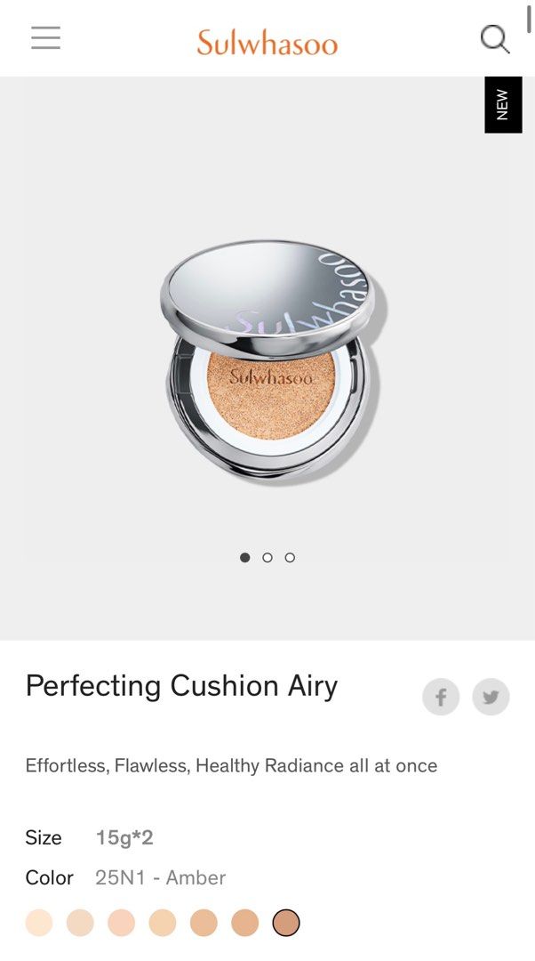 Sulwhasoo Perfecting Cushion Airy - Shade 25N1, Beauty & Personal Care ...