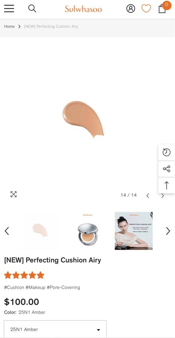Sulwhasoo Perfecting Cushion Airy - Shade 25N1, Beauty & Personal Care ...