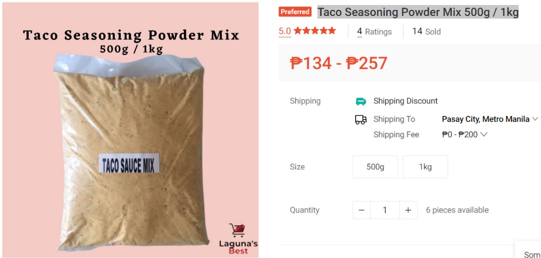 Taco Seasoning Powder Mix 500g / 1kg, Food & Drinks, Other Food ...