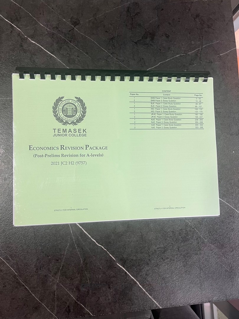 Temasek JC’s H2 Economics Revision Package (6 full exam papers with ...