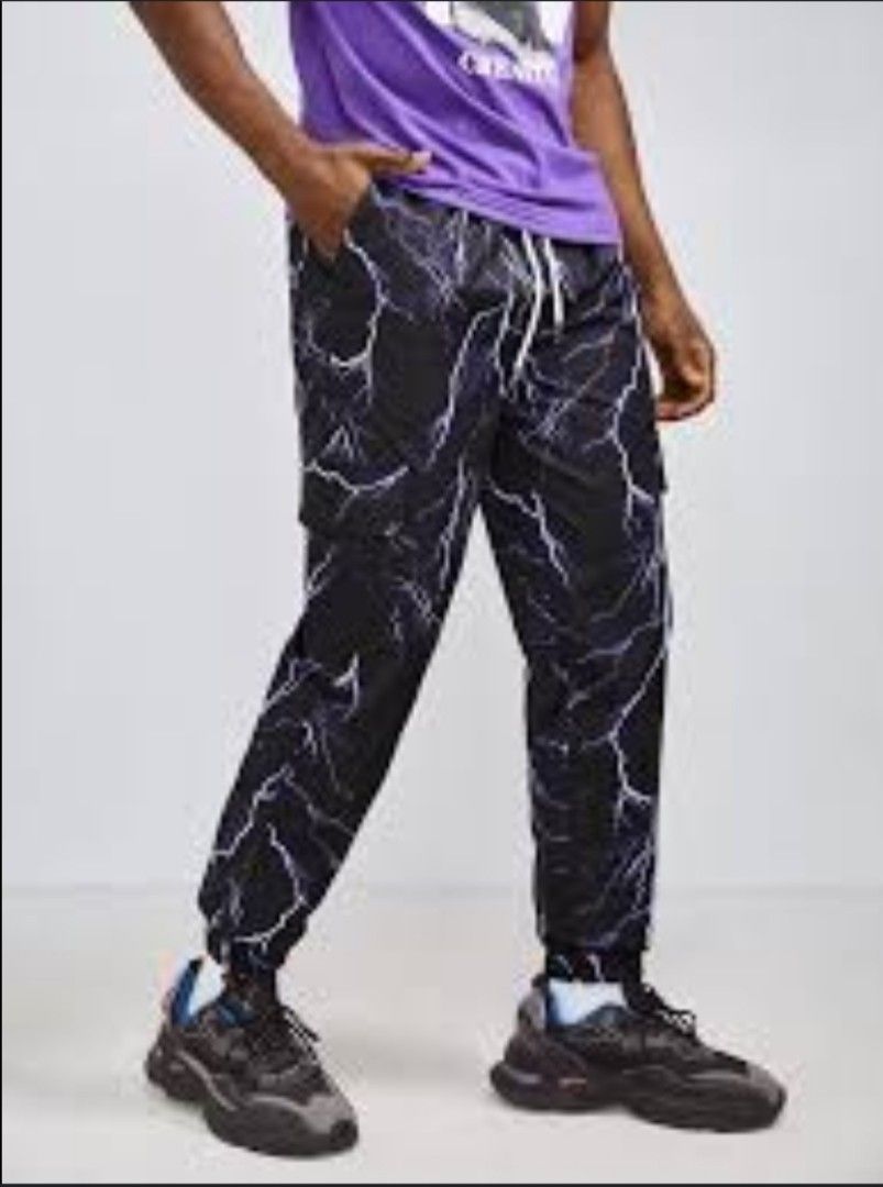Thunder Lightning Pants, Men's Fashion, Bottoms, Joggers on Carousell