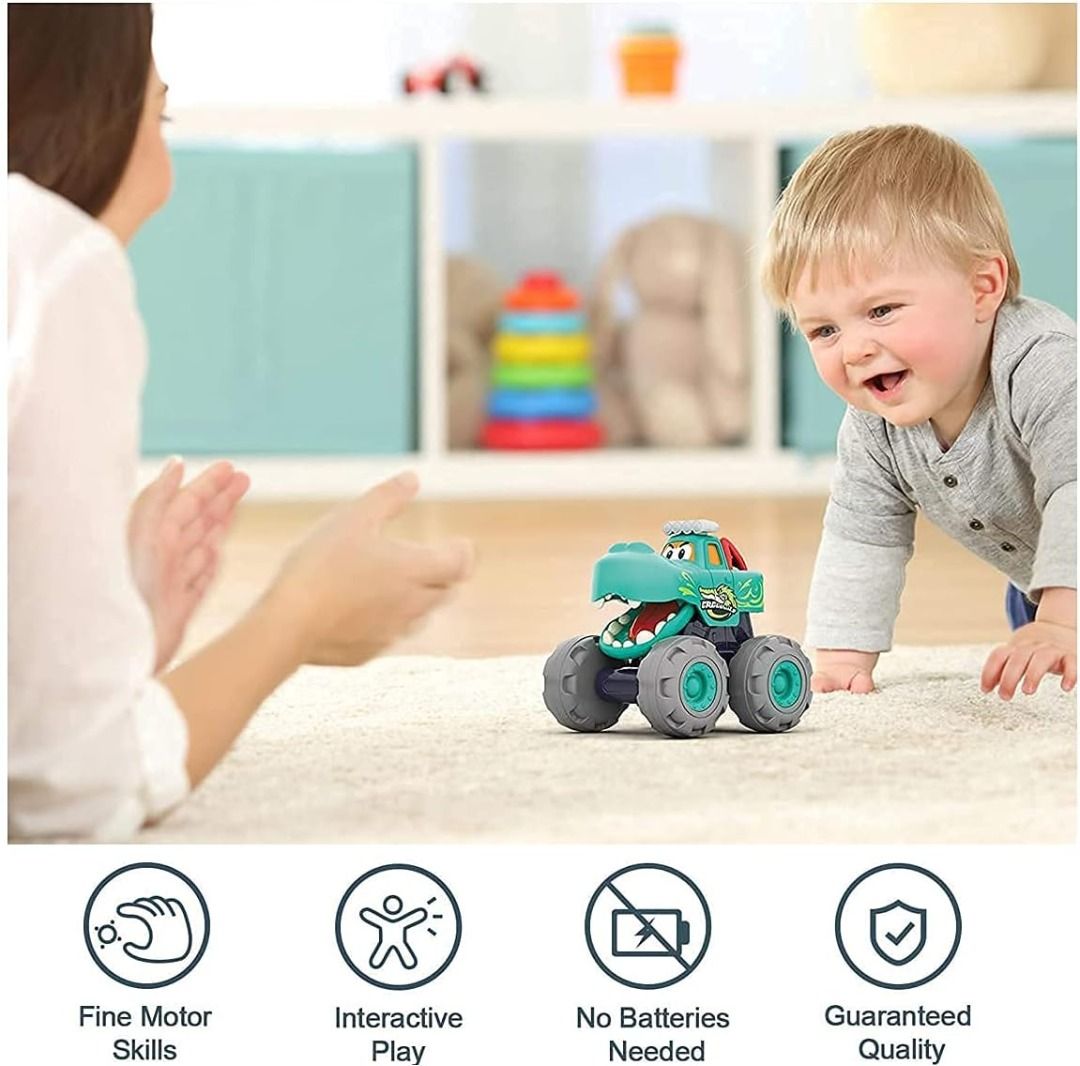 Toy Cars for 1 2 3 Year Old kids, 3 Pack Monster Truck Toy Set - Bull ...