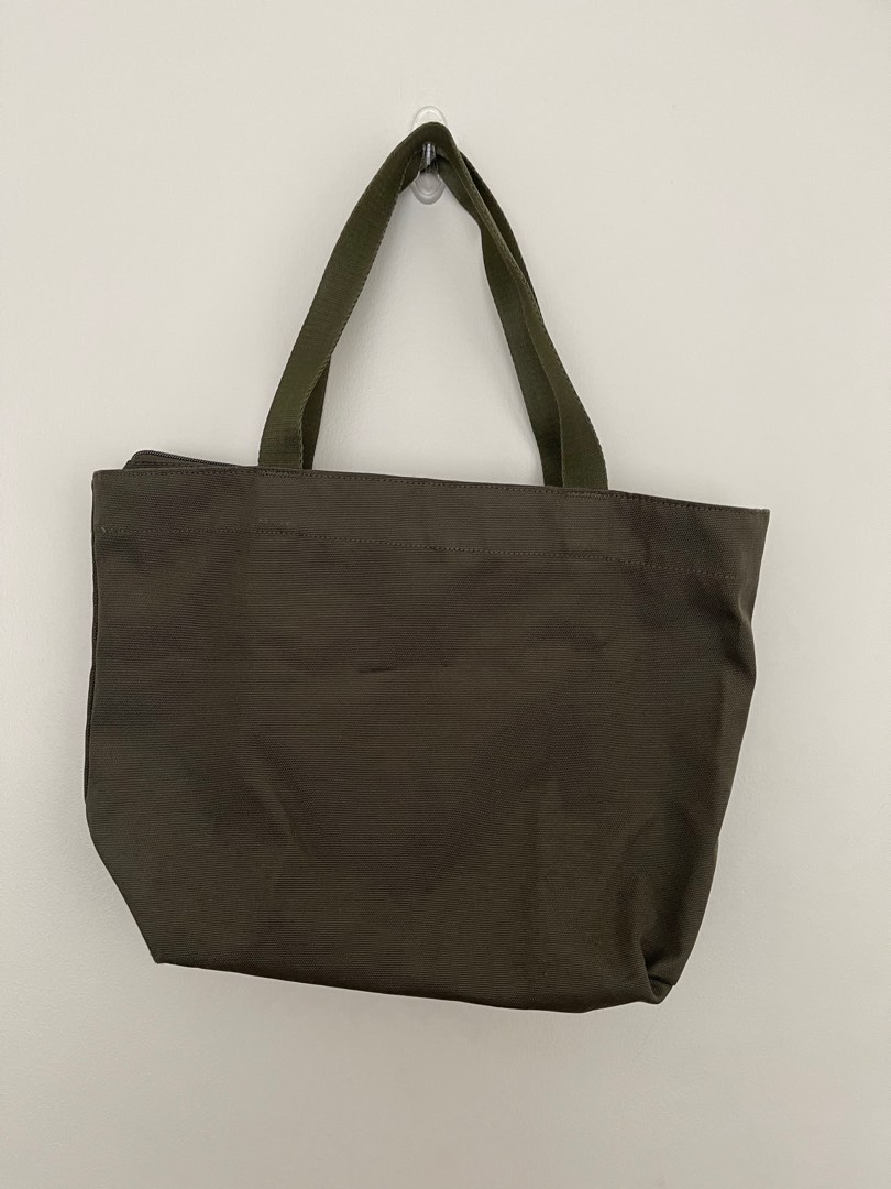 Uniqlo canvas army green tote bag, Women's Fashion, Bags & Wallets ...