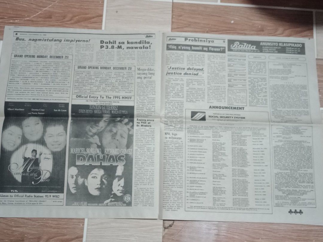 VINTAGE 1995 TAGALOG TABLOID BALITA, Hobbies & Toys, Memorabilia ...