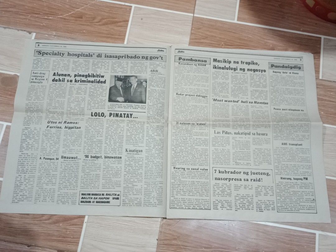 VINTAGE 1995 TAGALOG TABLOID BALITA, Hobbies & Toys, Memorabilia ...