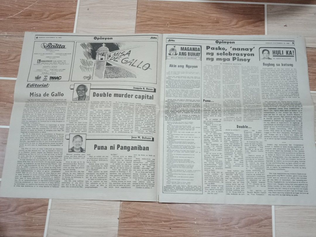 VINTAGE 1995 TAGALOG TABLOID BALITA, Hobbies & Toys, Memorabilia ...