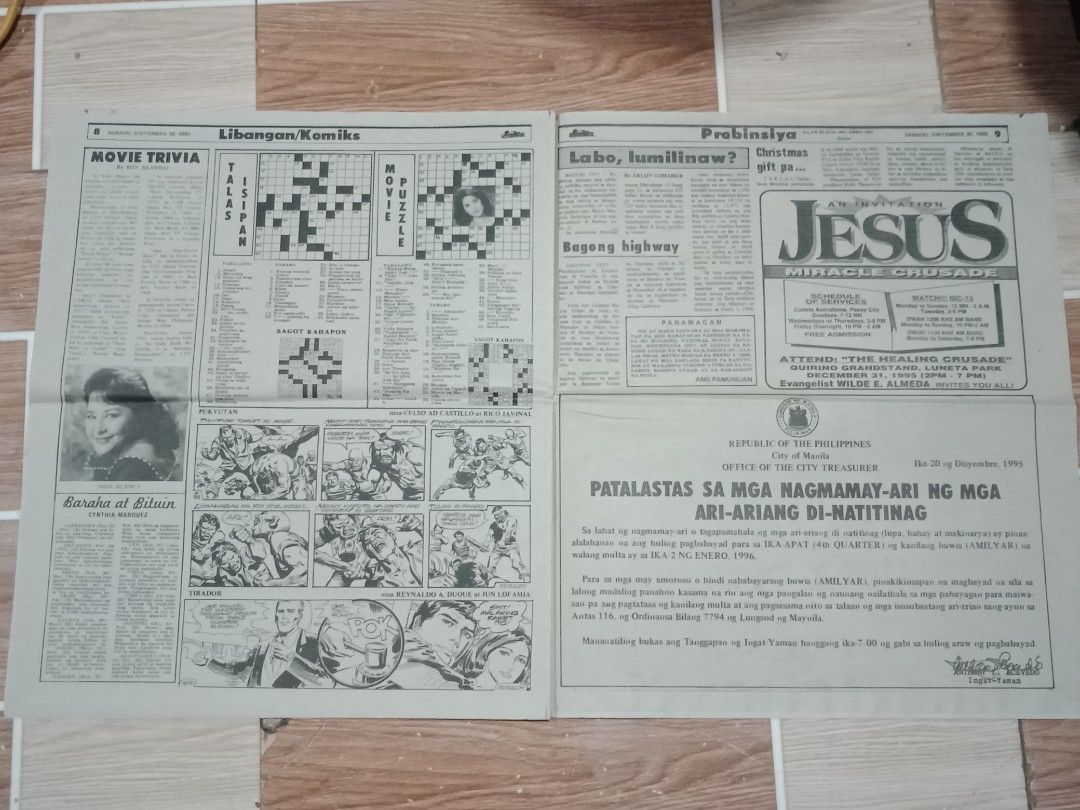VINTAGE 1995 TAGALOG TABLOID BALITA, Hobbies & Toys, Memorabilia ...