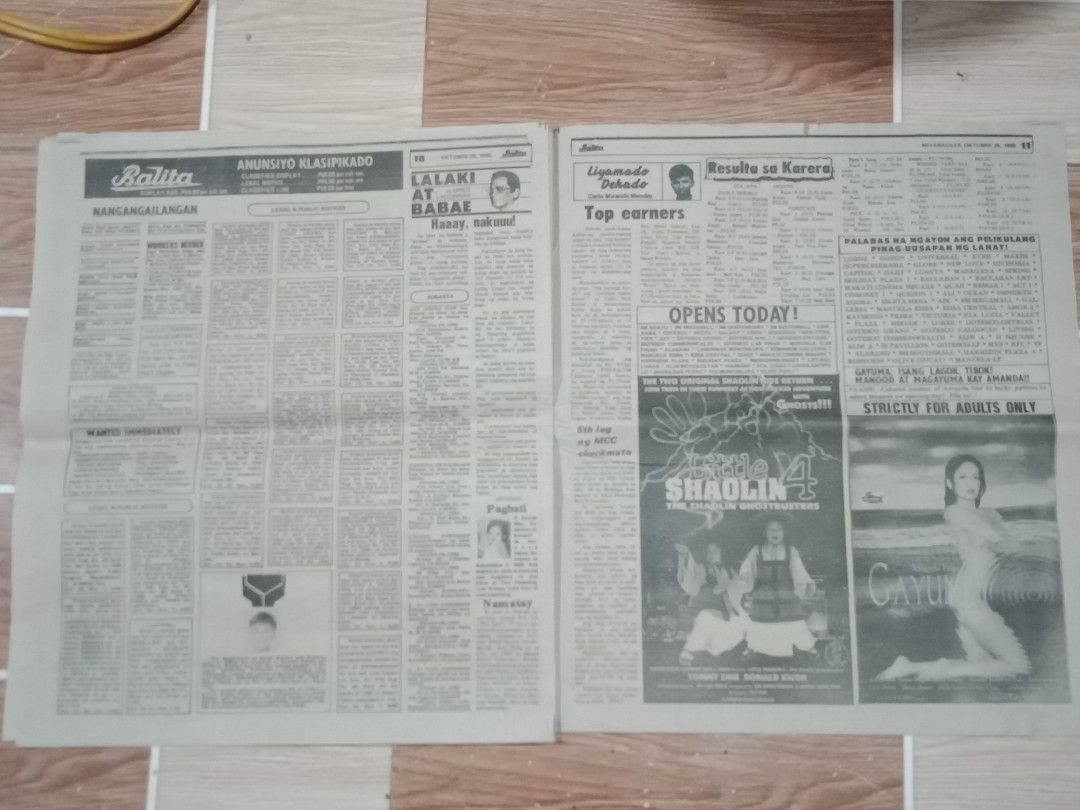 VINTAGE 1995 TAGALOG TABLOID BALITA, Hobbies & Toys, Memorabilia ...
