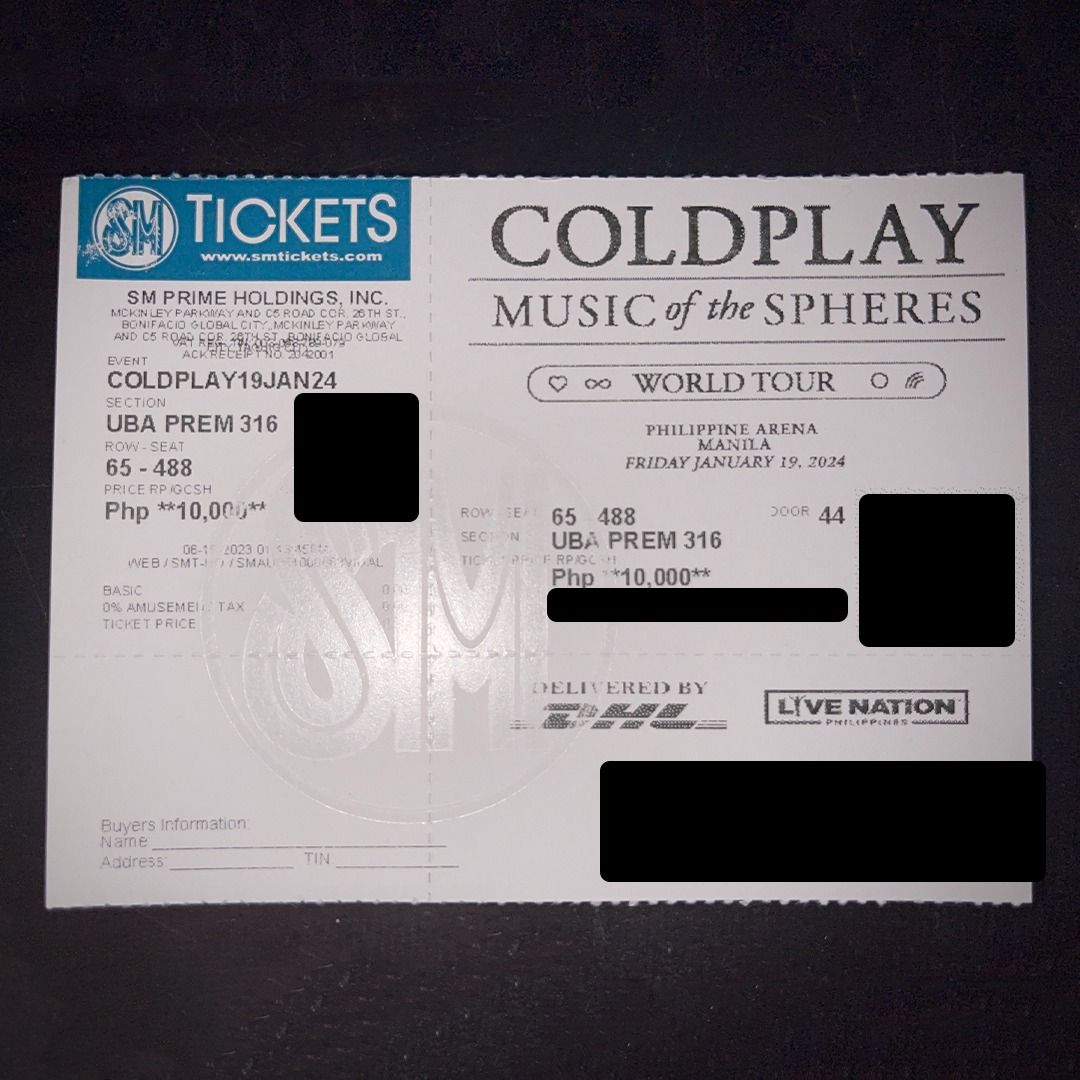 1 Coldplay Ticket - Day 1, UBA Premium, Below SRP, Tickets & Vouchers ...