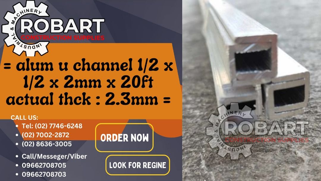 = alum u channel 1/2 x 1/2 x 2mm x 20ft actual thck : 2.3mm ...