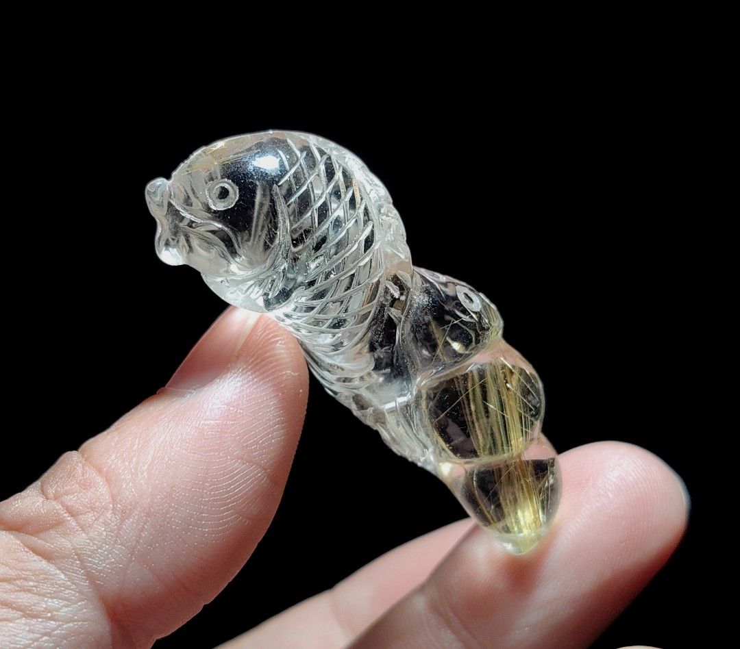 金钛晶鱼 Gold Rutile Fish, Furniture & Home Living, Home Decor, Other Home ...