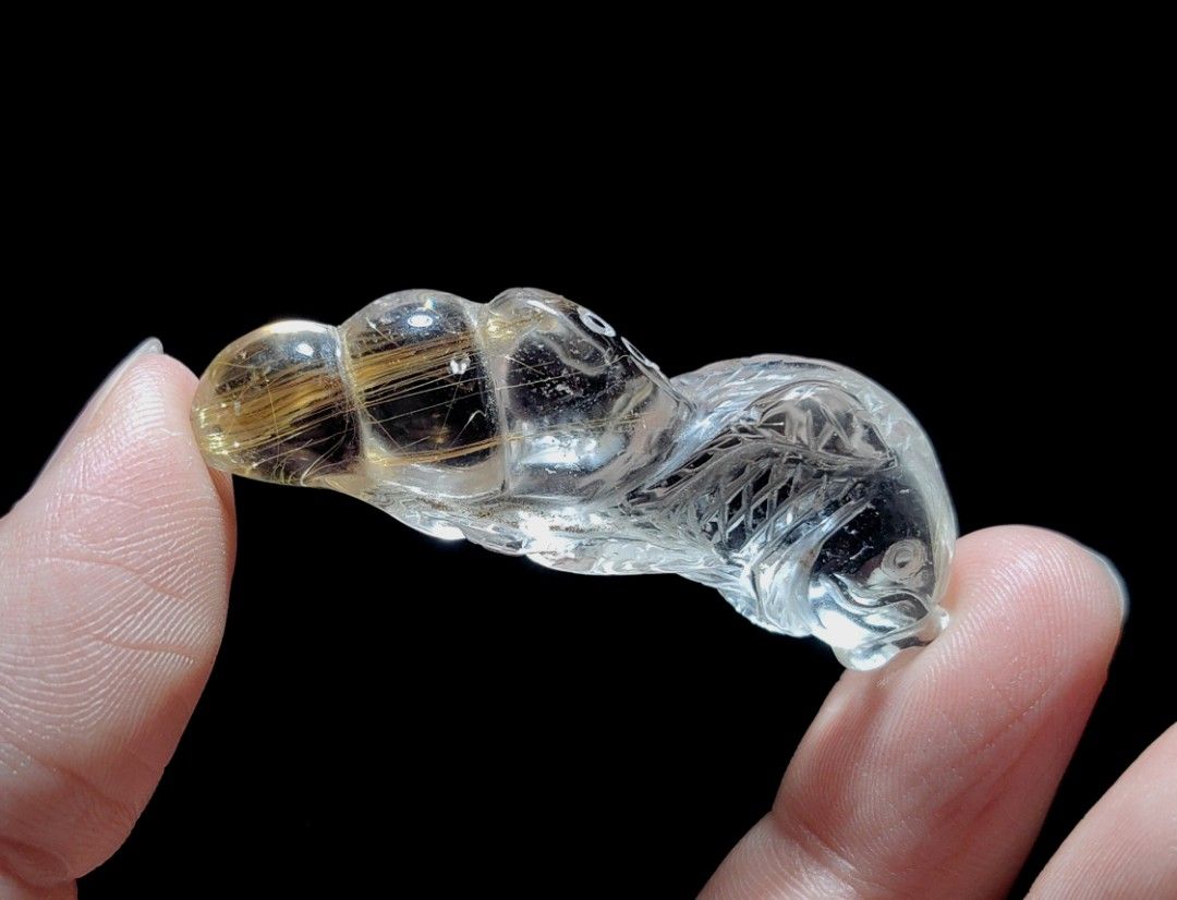 金钛晶鱼 Gold Rutile Fish, Furniture & Home Living, Home Decor, Other Home ...