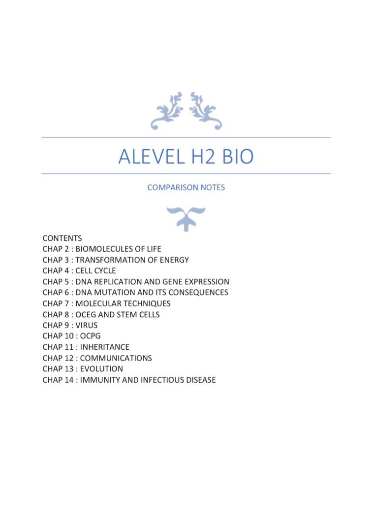 alevel h2 bio comparison notes, Hobbies & Toys, Books & Magazines ...