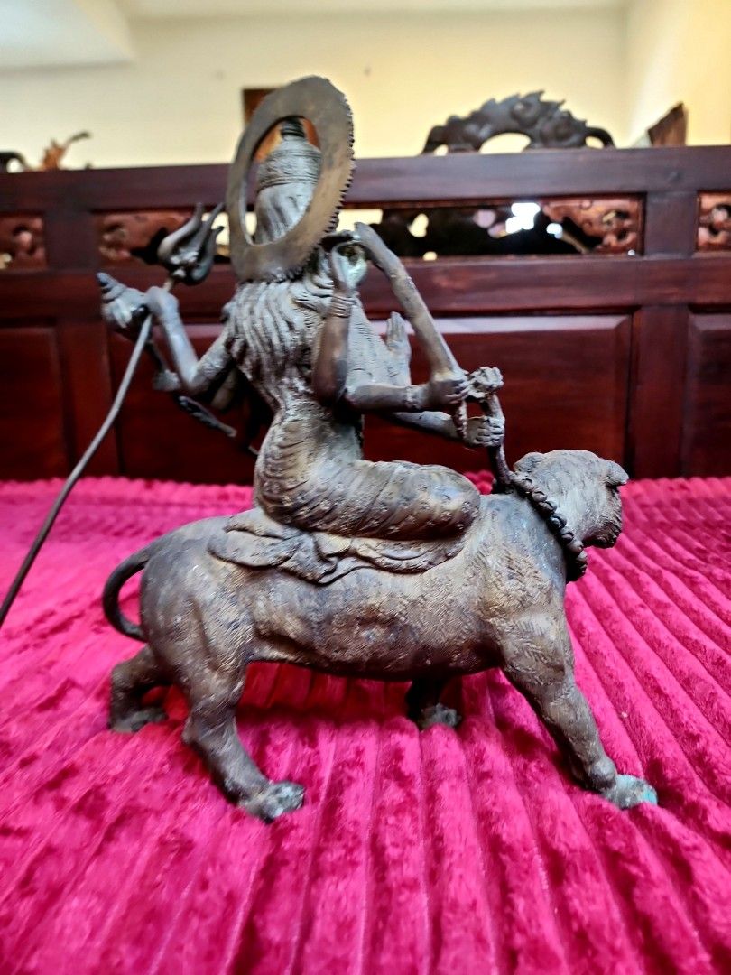Antique Shiva Bronze Statue Indian Diety God On Tiger Hobbies And Toys