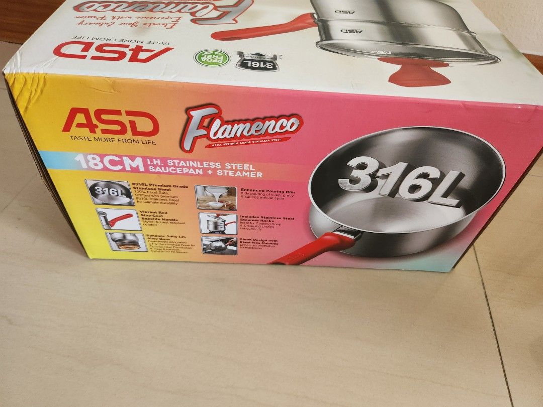 ASD Sauce pan with steamer, Furniture & Home Living, Kitchenware ...