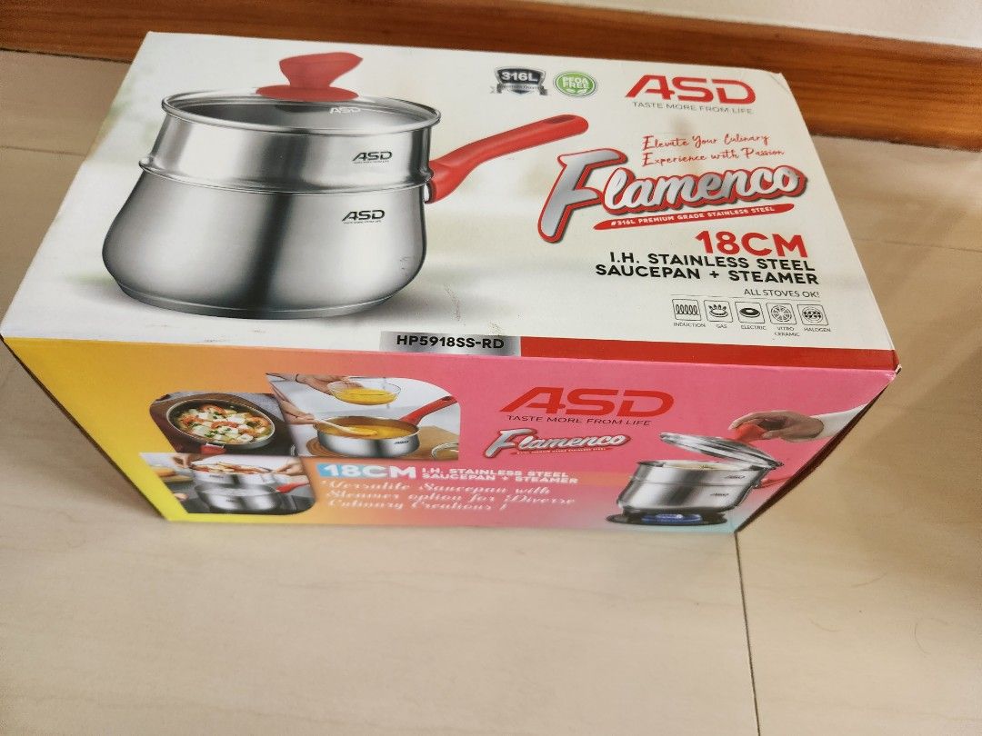 ASD Sauce pan with steamer, Furniture & Home Living, Kitchenware ...