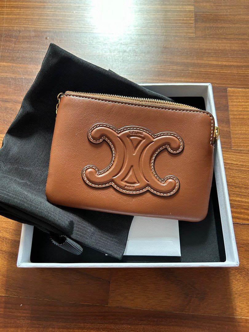 Authentic Celine Coin & Card Pouch Tan Cuir Triomphe, Luxury, Bags ...