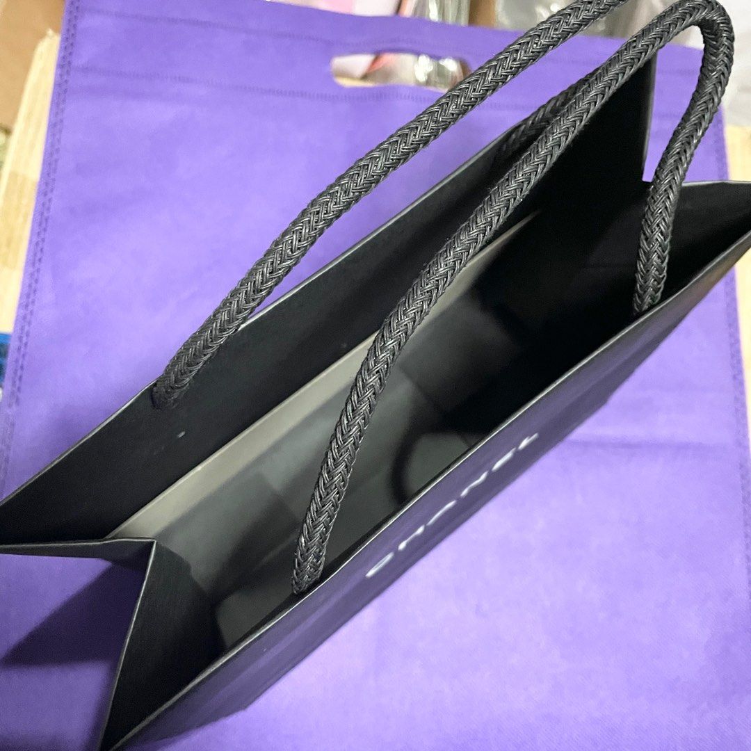 AUTHENTIC Chanel plain black paperbag paper bag gift bag, Beauty ...