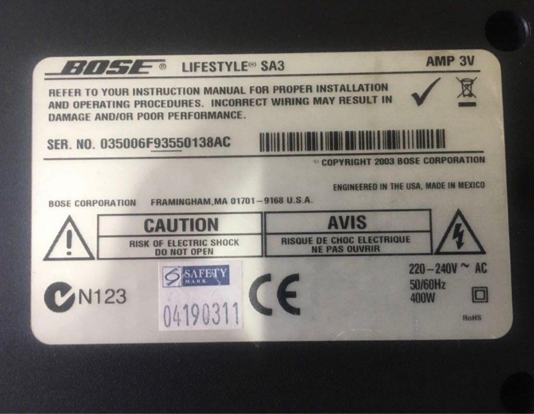 Bose SA3 Amplifier for Extension, Audio, Soundbars, Speakers ...