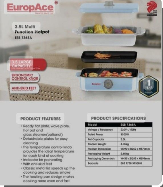 Brand New Europace 3.5L Multifunction Hotpot, TV & Home Appliances ...