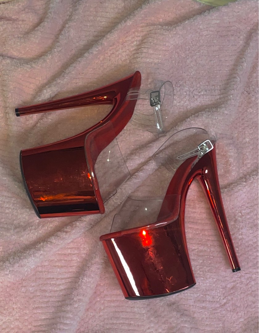 Cherry Red Stripper Heel$, Women's Fashion, Footwear, Heels on Carousell