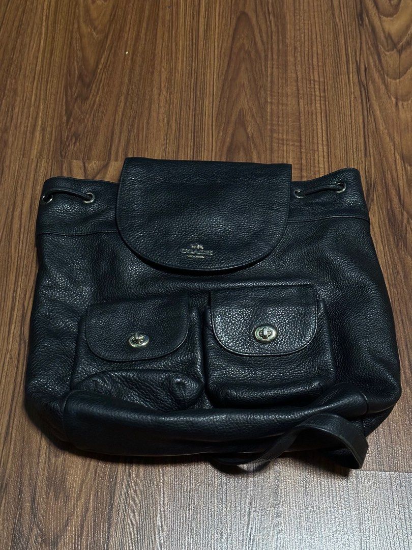 Coach Black Leather Backpack, Luxury, Bags & Wallets on Carousell