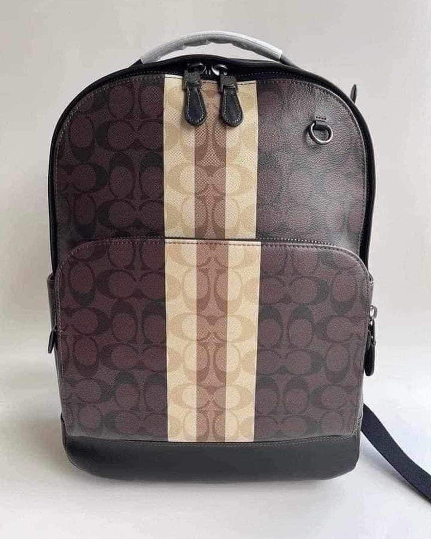 Coach Graham Backpack In Blocked Signature Canvas With Varsity Stripe ...