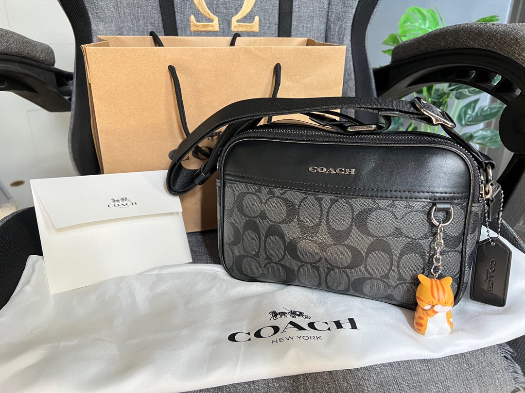 COACH Graham Crossbody Bag in Black Signature Canvas for Men, Luxury ...