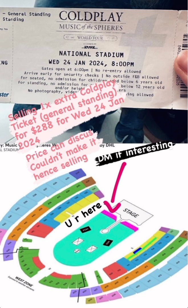 Coldplay standing ticket x1, Tickets & Vouchers, Event Tickets on Carousell