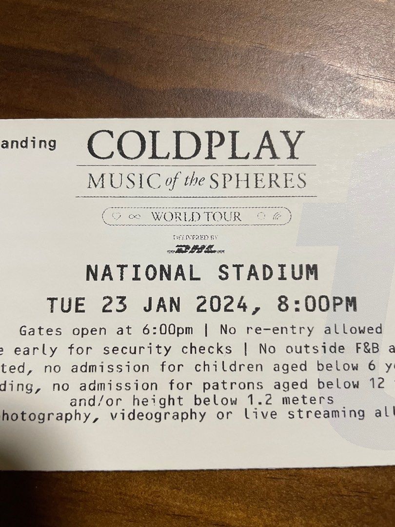 Coldplay ticket standing pen (2 tickets), Tickets & Vouchers, Event ...
