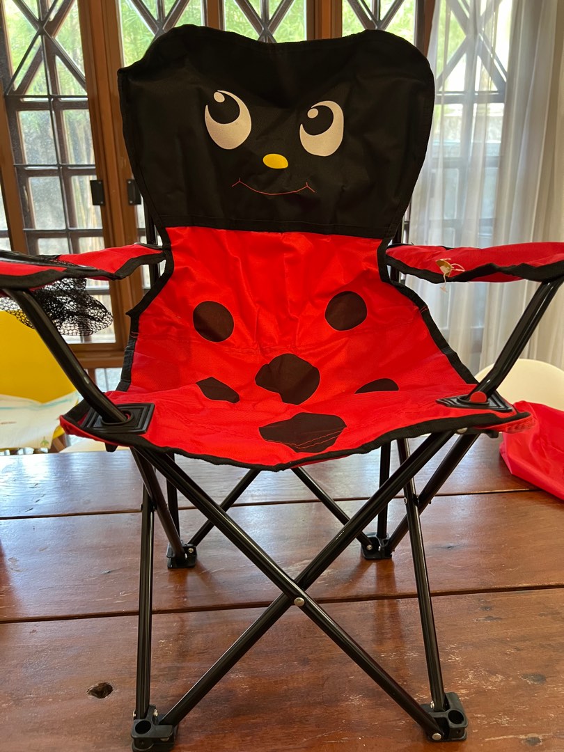Cute pop up longe chair with cup holder and carry bag. Lady bug design ...