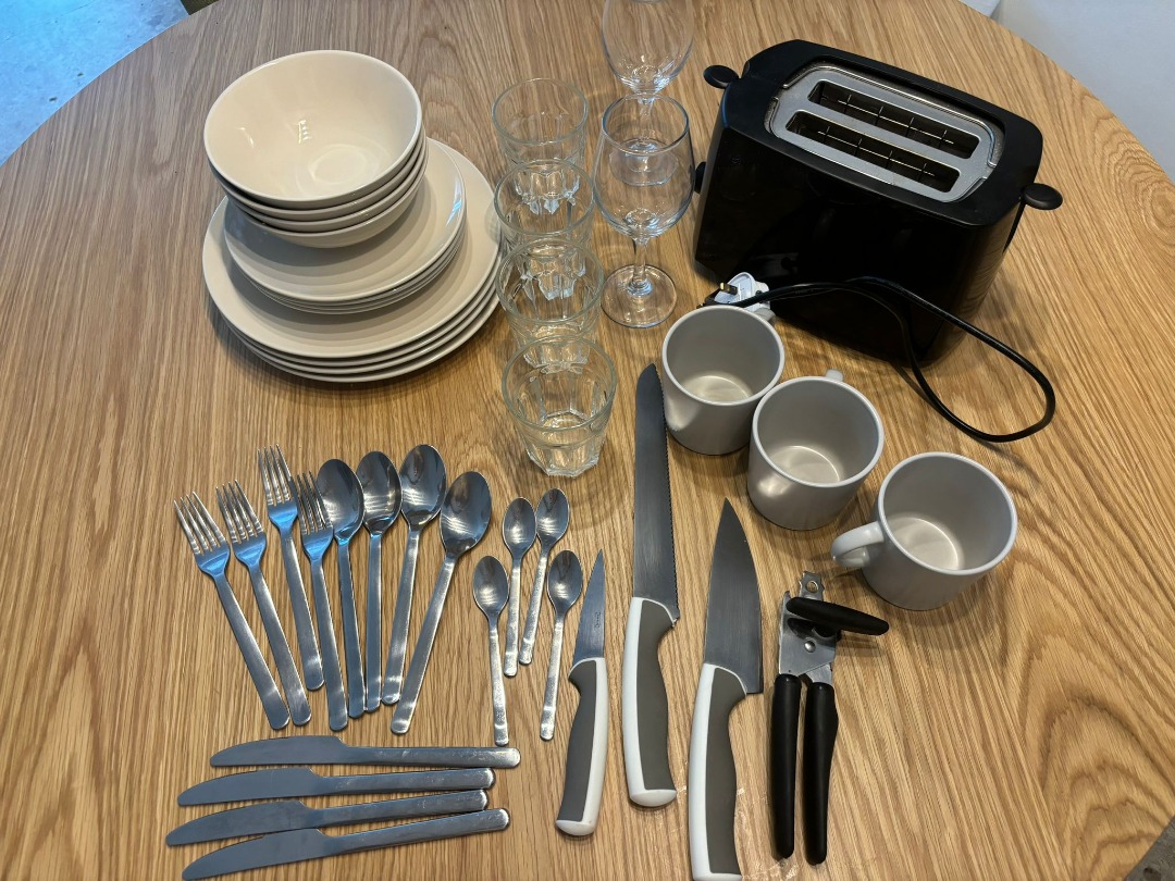Dinner Set Complete w Toaster and Knives - great starter set, Furniture ...